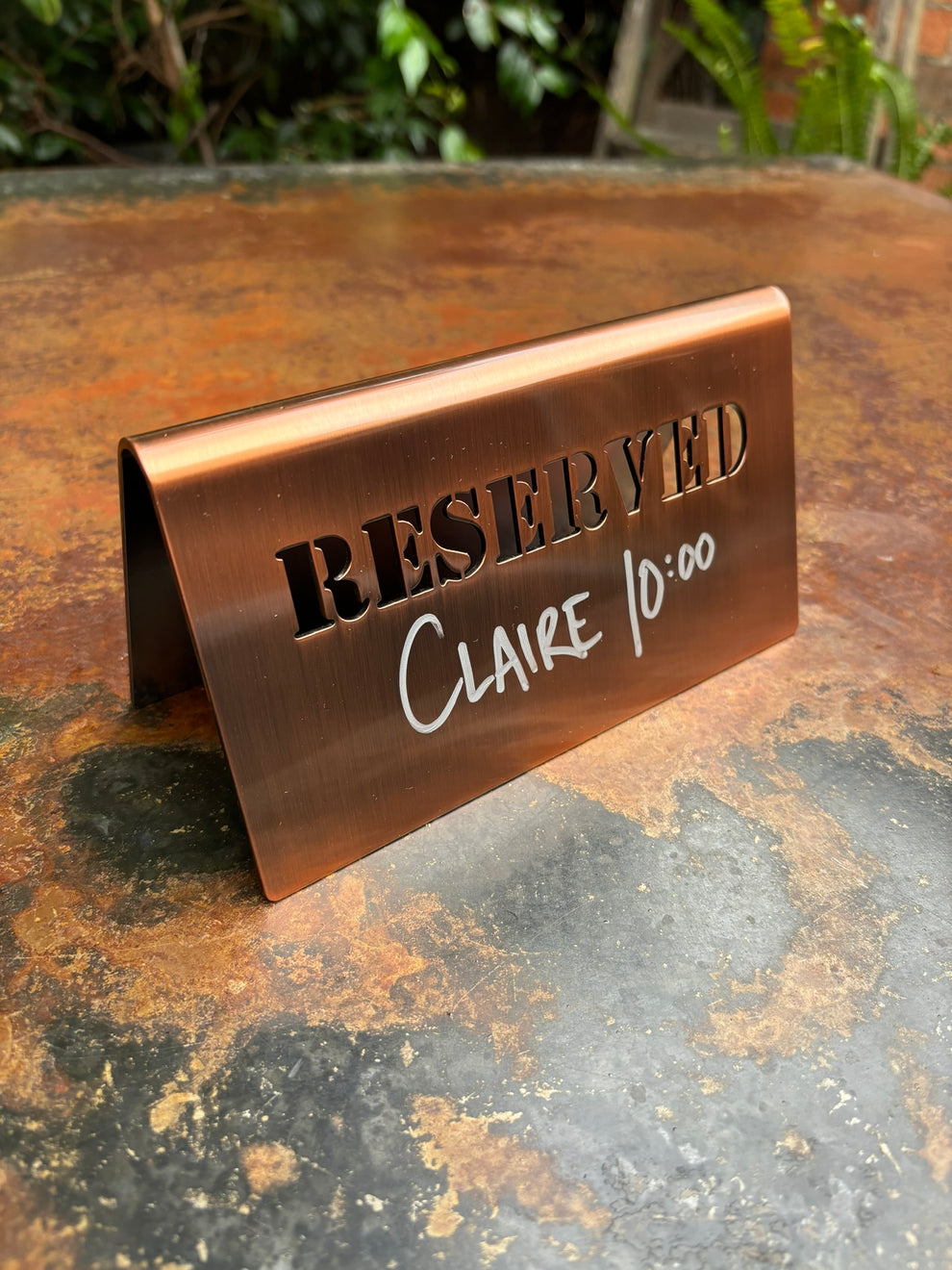 Brushed Copper - Lux Tabletop Reserved Signage – UrbanLux Hospitality